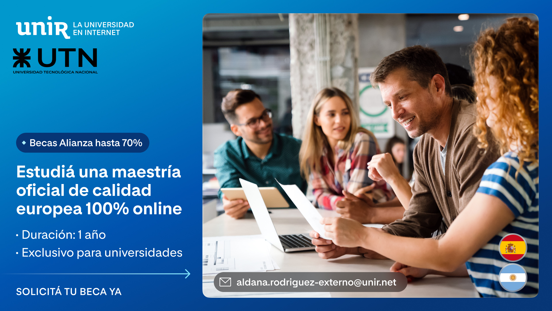 UNIR | Becas Alianza para maestrías virtuales – UTN TUC